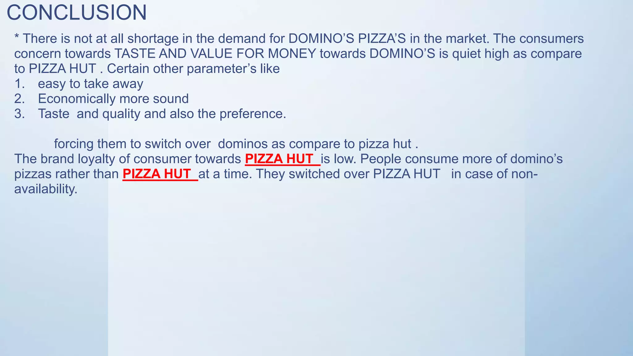 Comparative analysis of domino's & pizza hut | PPTX