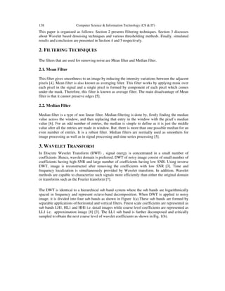 Comparative analysis of filters and wavelet based thresholding methods for image denoising | PDF
