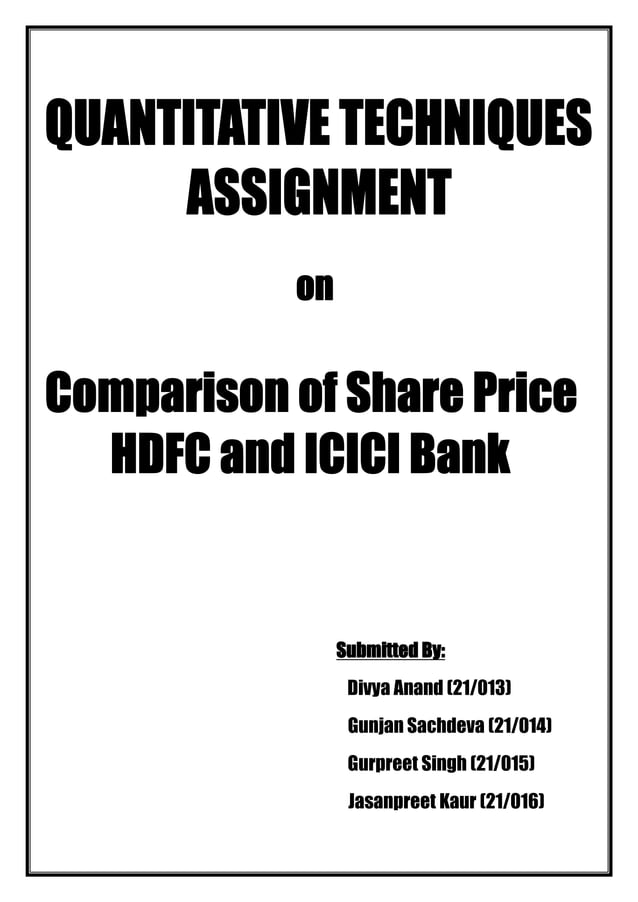 Comparative analysis of hdfc & icici stocks using quantitative techniques | DOCX