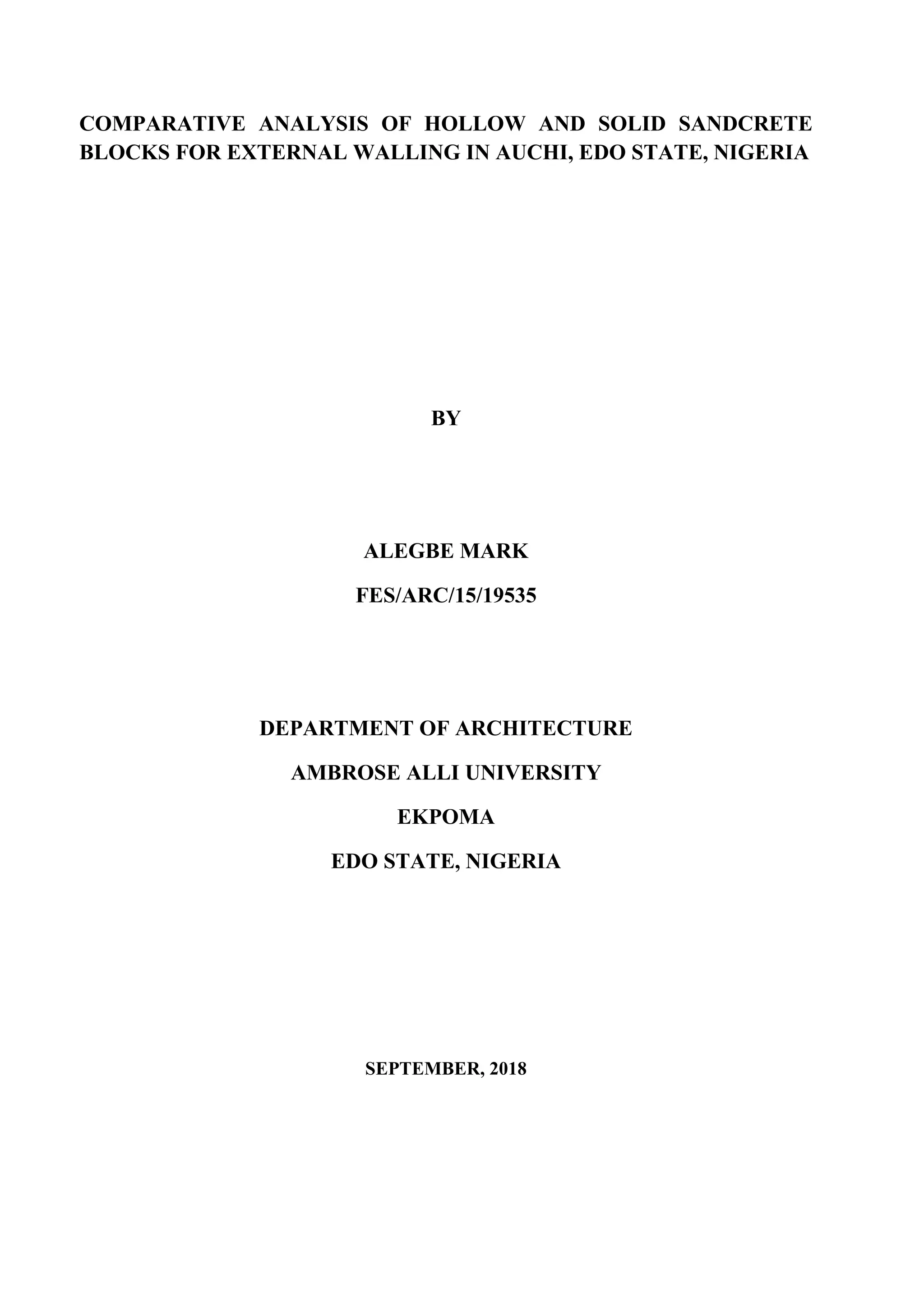 Comparative analysis of hollow and solid sandcrete blocks for external ...