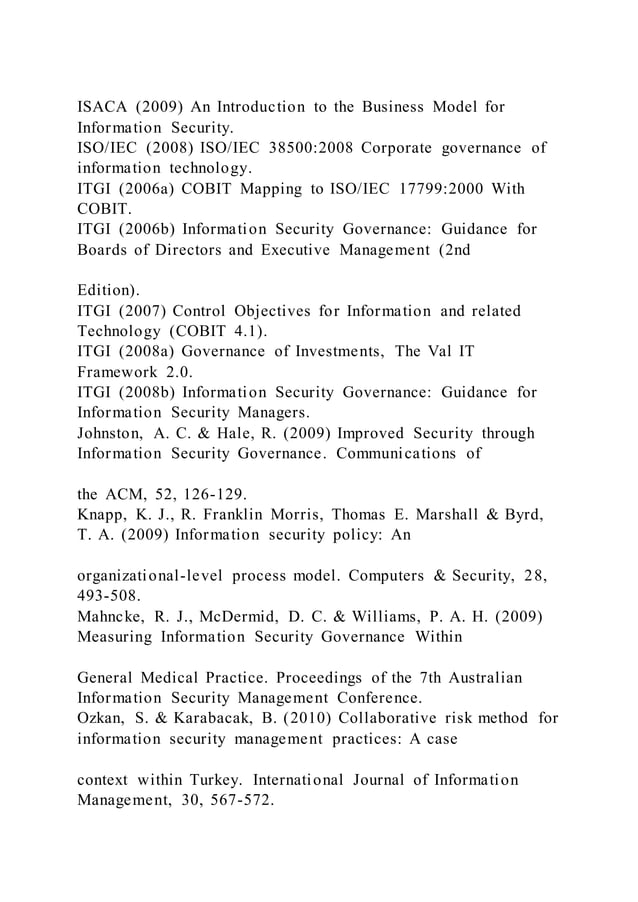 Comparative Analysis of Information Security Governance Fram | PDF