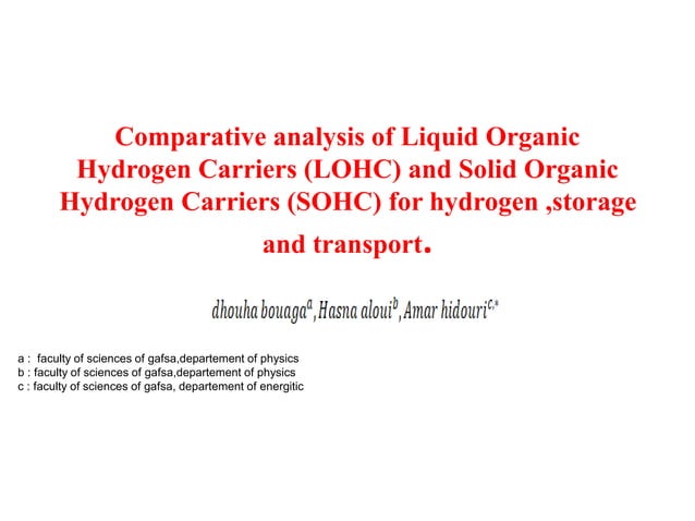 Comparative analysis of Liquid Organic Hydrogen Carriers ( - Copie.pptx
