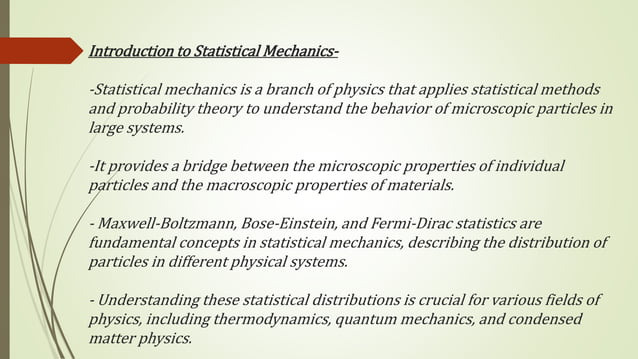 Comparative analysis of Maxwell-Boltzmann, bose-einstein and fermi ...