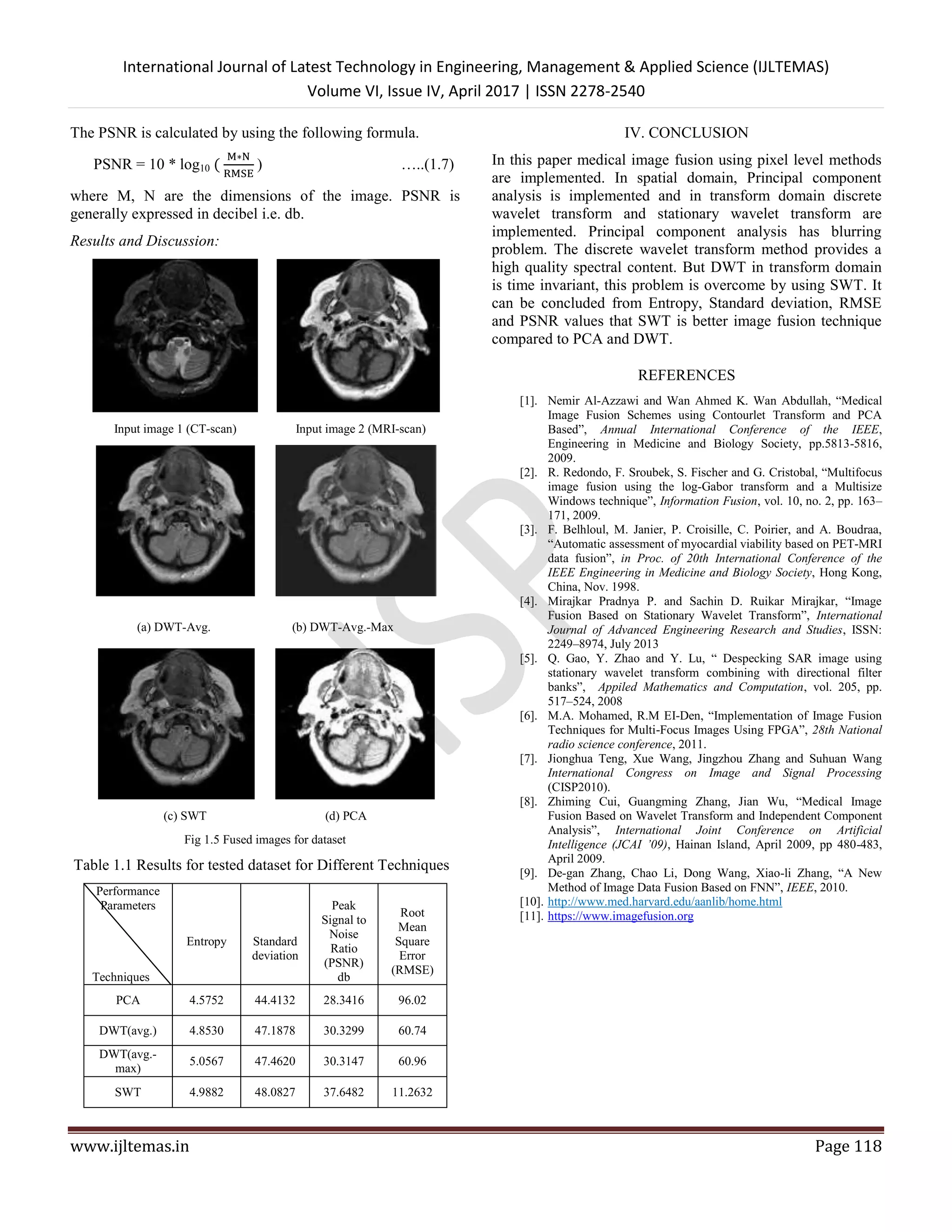 Comparative Analysis Of Multimodal Medical Image Fusion Using Pca And Wavelet Transforms Pdf