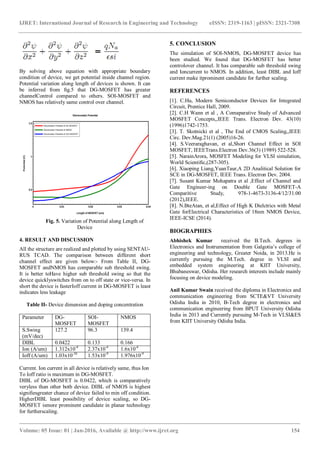Comparative analysis of technology advancement from single gate to multi gate mosfet | PDF