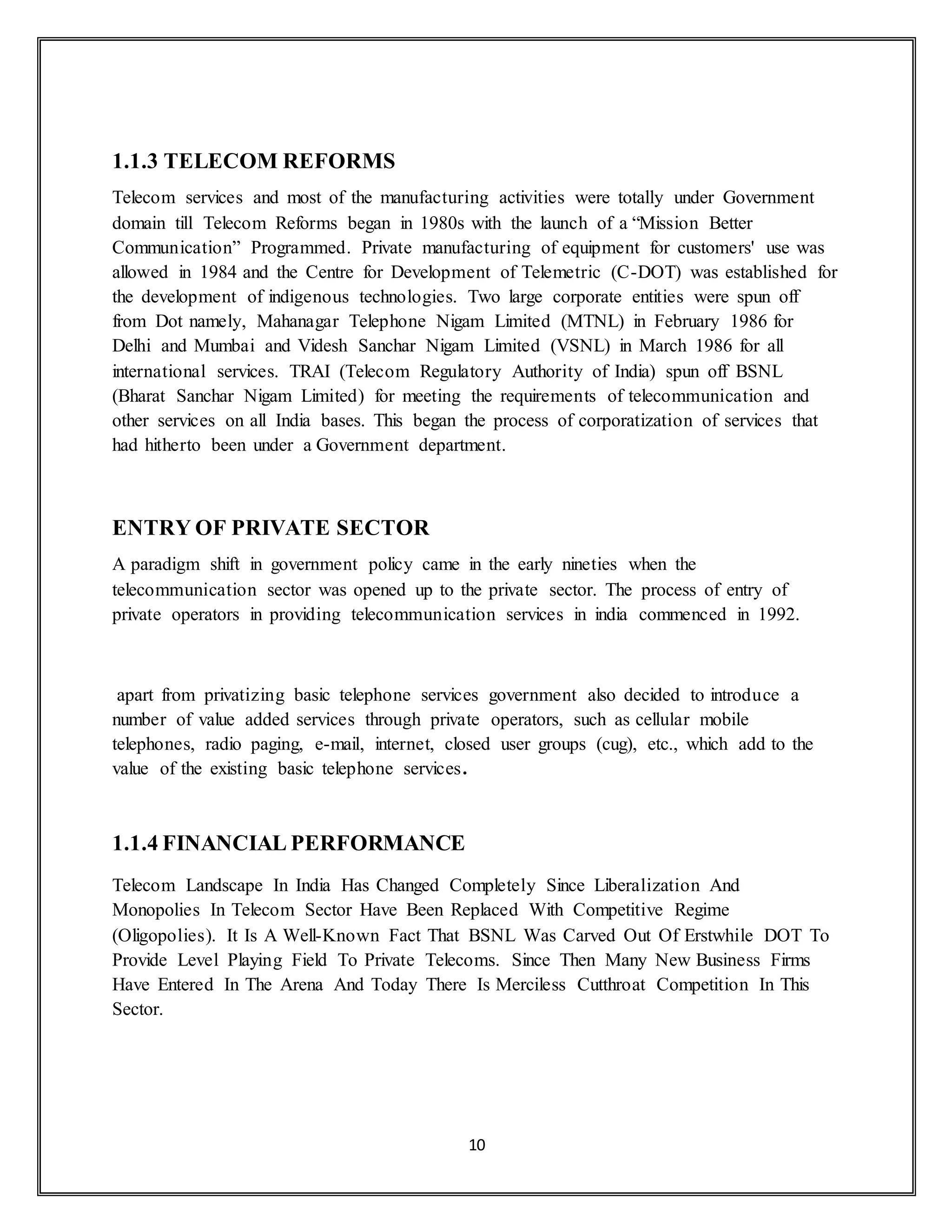 Comparative analysis of various companies of telecom industry | DOCX