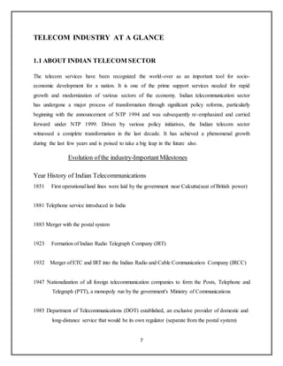 Comparative analysis of various companies of telecom industry | DOCX