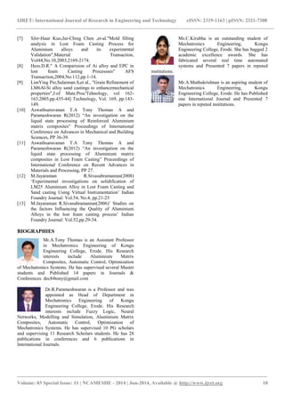 Comparative analysis on mould filling of a413 aluminium alloy in sand ...