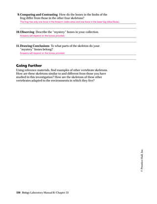 Comparative anatomy lab bones Answers | PDF