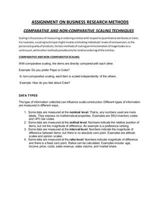 Comparative and Non-Comparative Scaling Techniques | DOCX