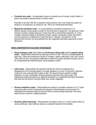 Comparative and Non-Comparative Scaling Techniques | DOCX