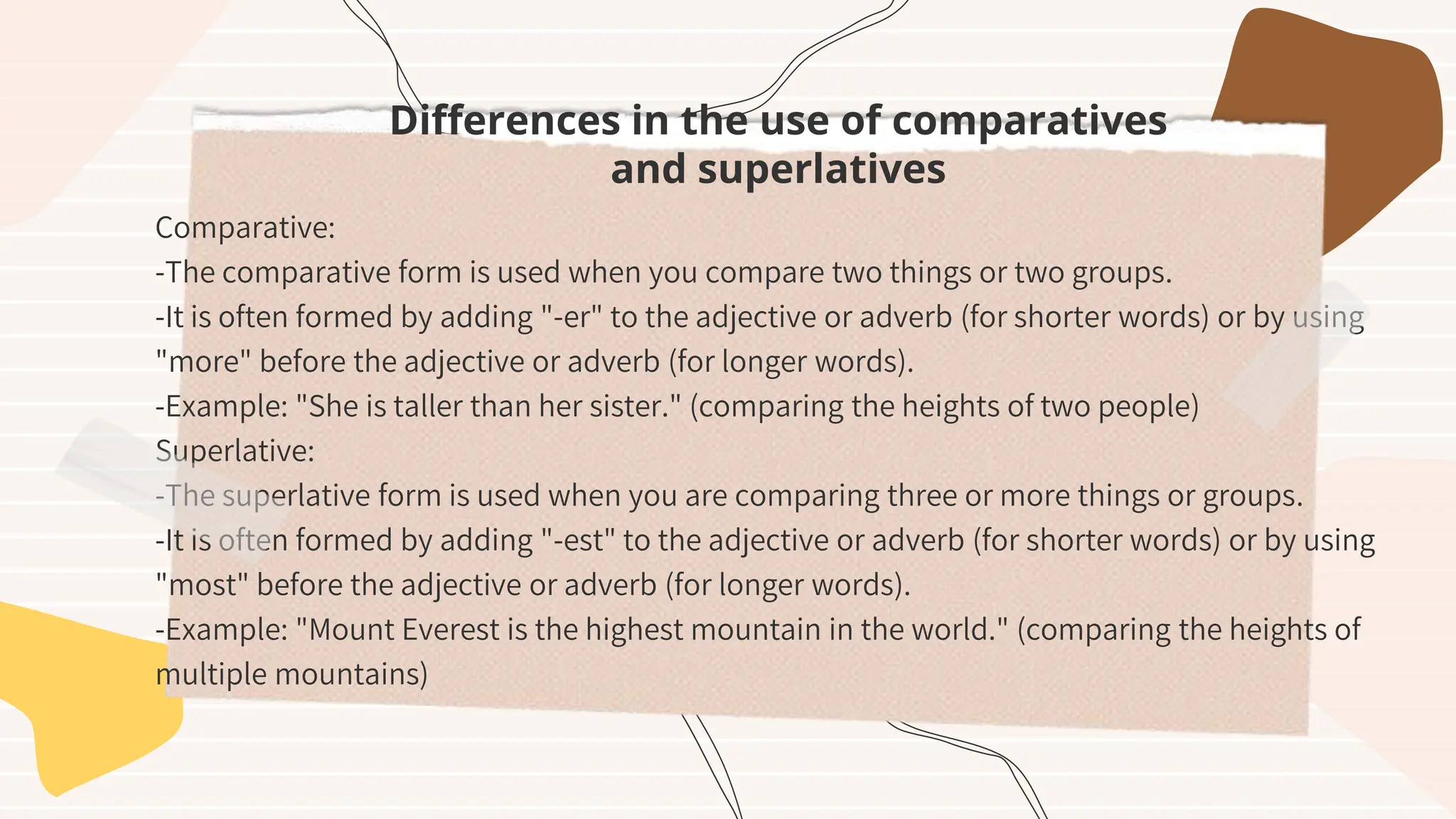 Comparative and superlative, similaries and differens | PPTX