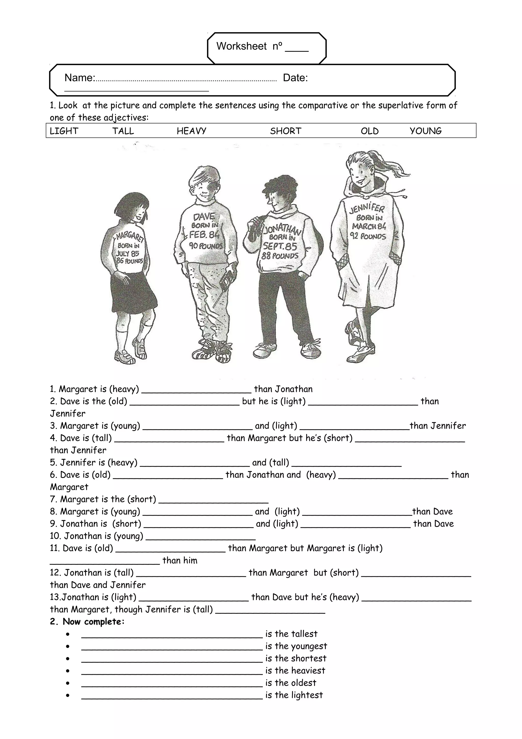 Comparative and superlative nivelation no.2 6 grado | DOC