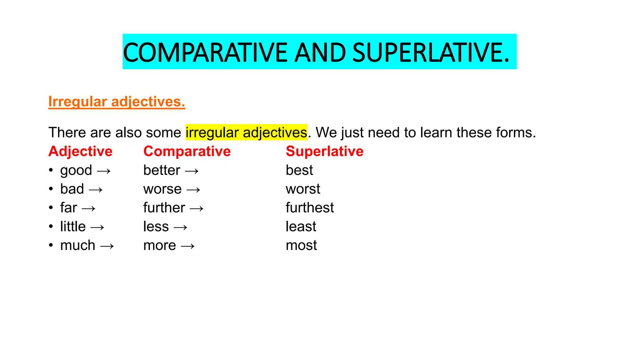 Comparative And Superlative Presentation Pptx