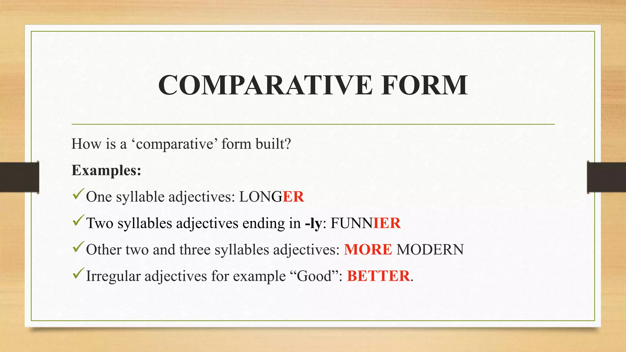 Comparative and superlatives form of adjectives | PPTX