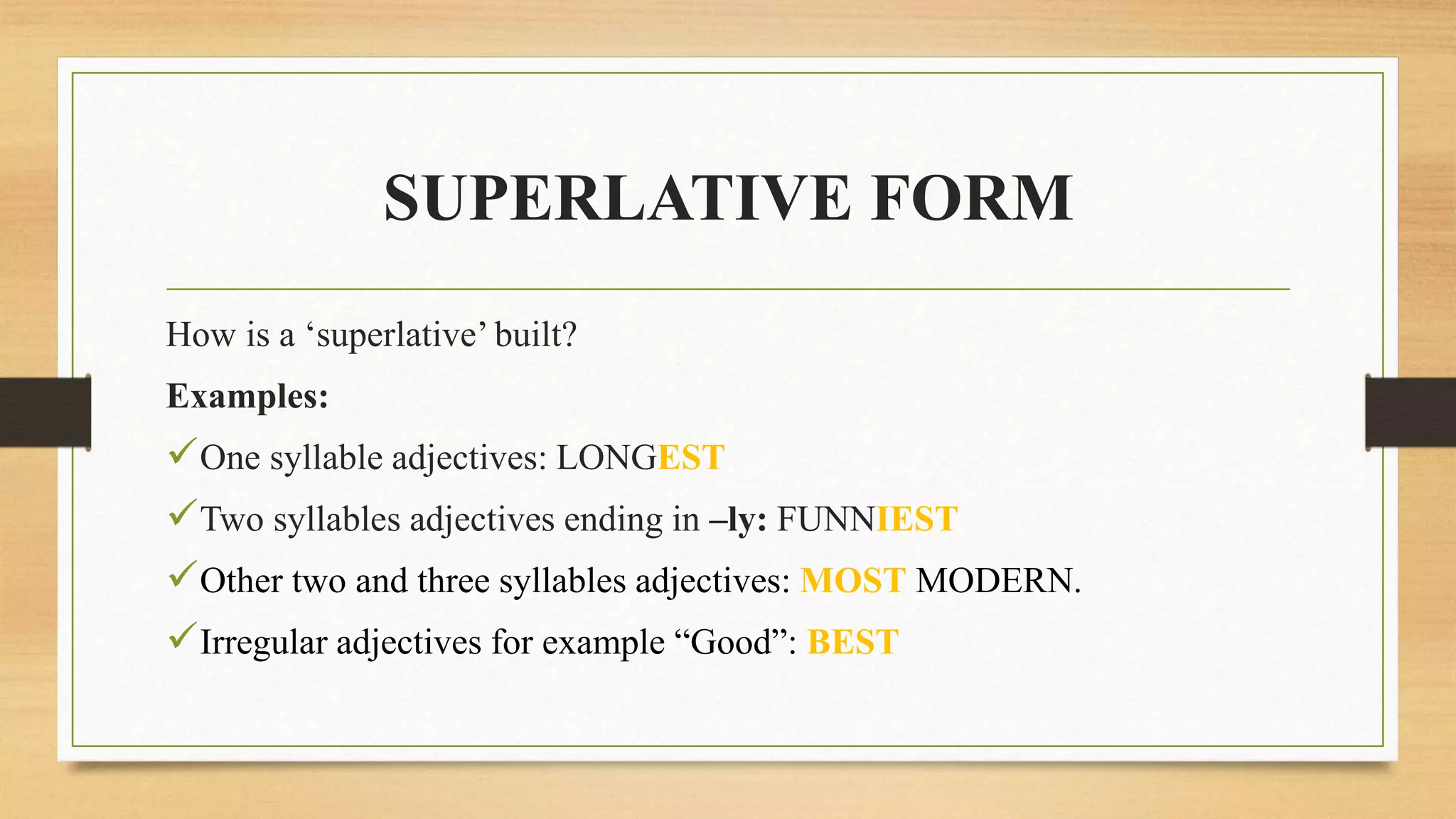 Comparative and superlatives form of adjectives | PPTX