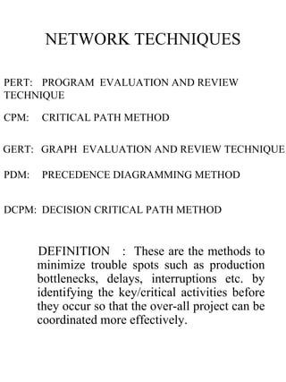 Comparative characteristics of pert and cpm | PDF