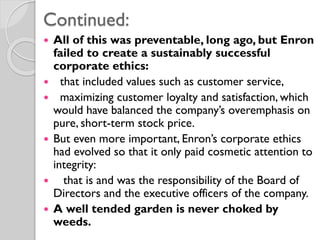 Comparative corporate governance The Enron Debacle | PPTX