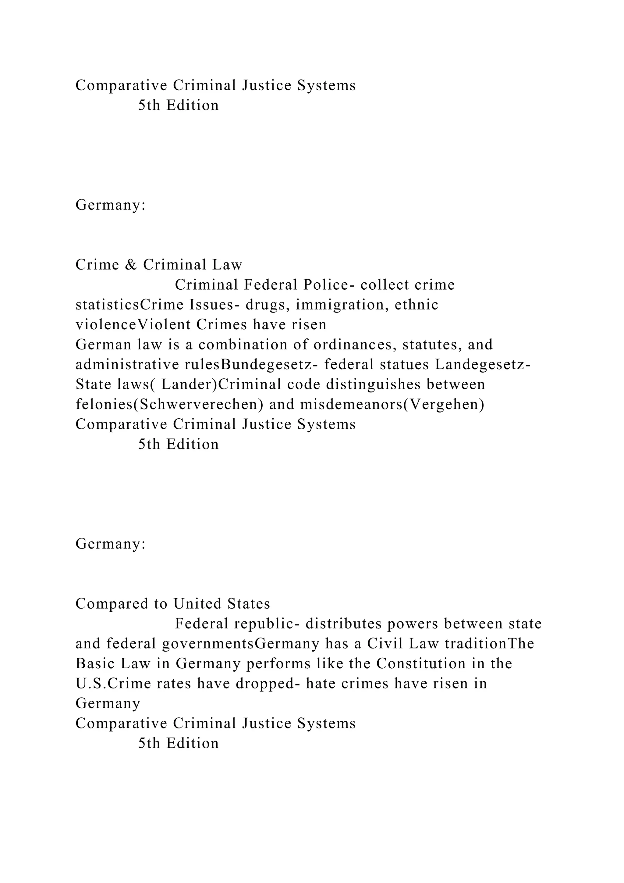 Comparative Criminal Justice .docx