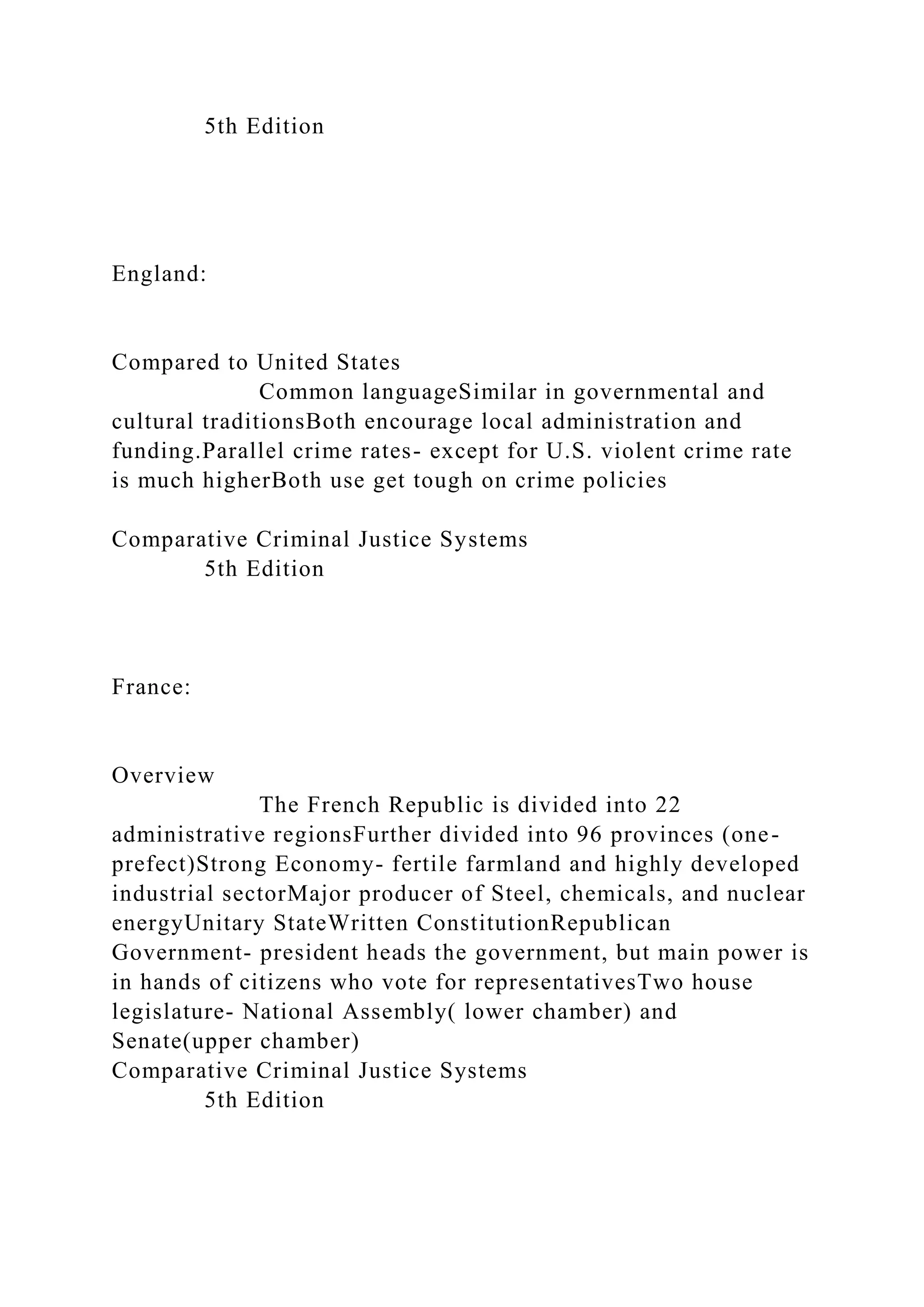 Comparative Criminal Justice .docx