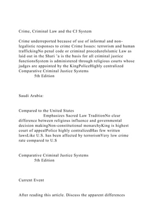 Comparative Criminal Justice .docx