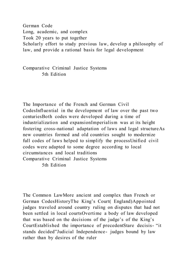 Comparative Criminal Justice 5th EditionChapt | PDF