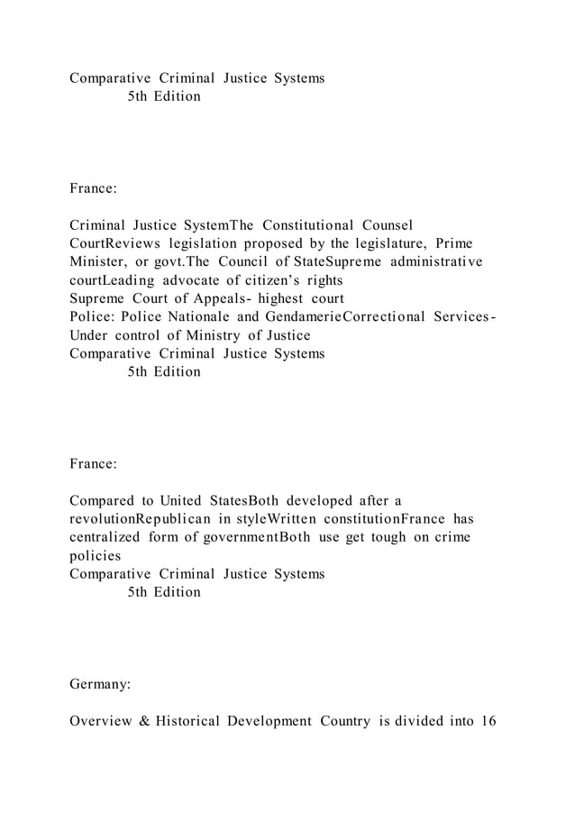 Comparative Criminal Justice 5th EditionChapt | PDF