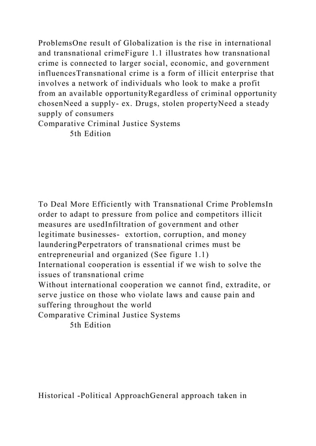 Comparative Criminal Justice 5th EditionChapt.docx | Crime & Harmful ...