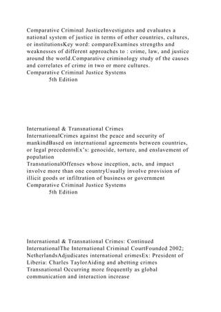 Comparative Criminal Justice 5th EditionChapt.docx | Crime & Harmful ...