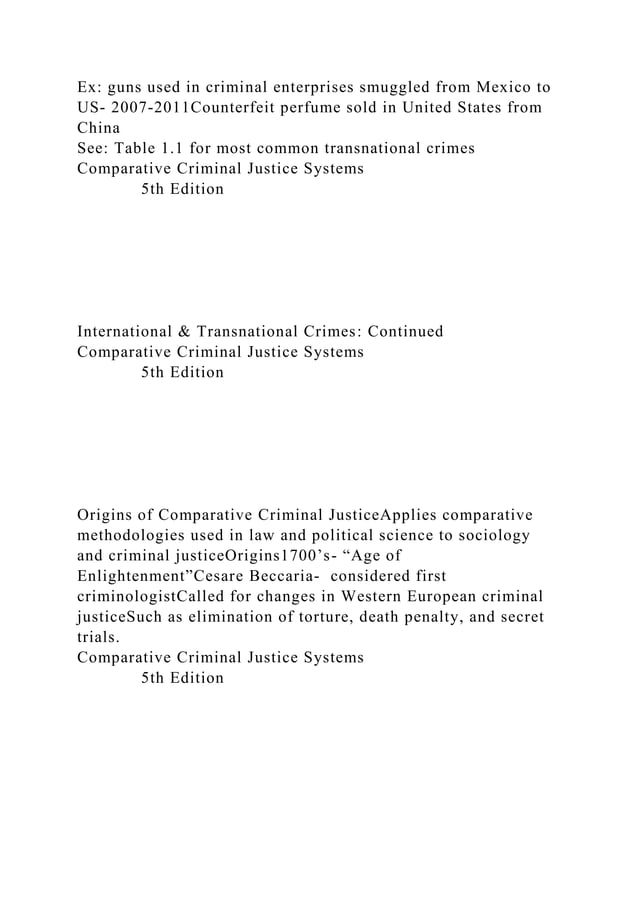 Comparative Criminal Justice 5th EditionChapt.docx | Crime & Harmful ...