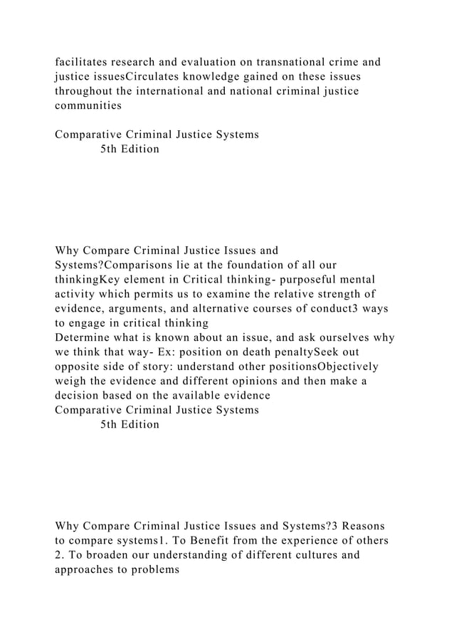 Comparative Criminal Justice 5th EditionChapt.docx | Crime & Harmful ...