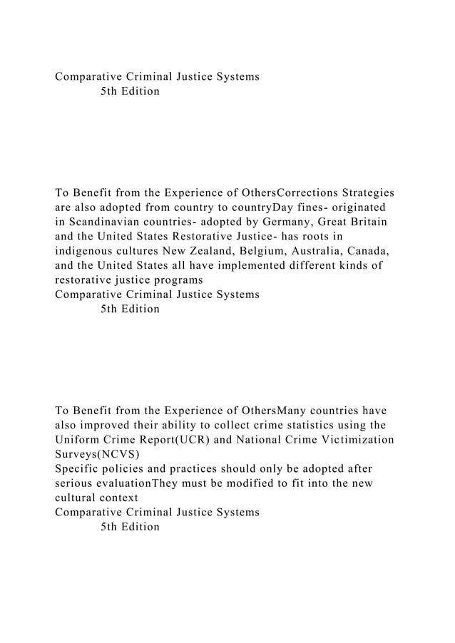 Comparative Criminal Justice 5th EditionChapt.docx | Crime & Harmful ...