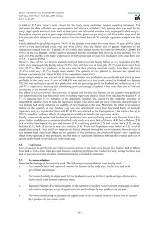 Comparative economic analysis of upland and lowland rice | PDF