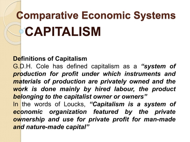 Comparative Economic Systems - Intro to Capitalism | PPT