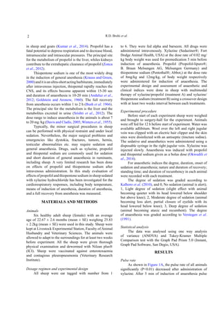Comparative effect of propofol and thiopentone sodium in sheep sedated ...