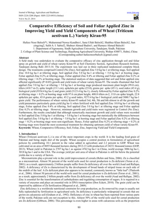 Comparative efficiency of soil and foliar applied zinc in | PDF