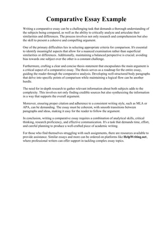 Comparative Essay Example | PDF