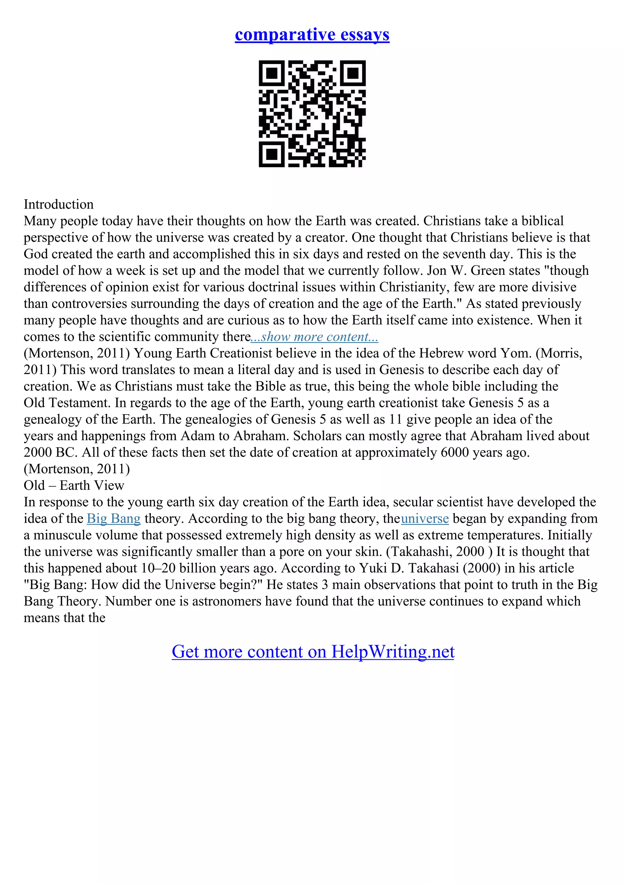 Comparative Essay Ideas | PDF