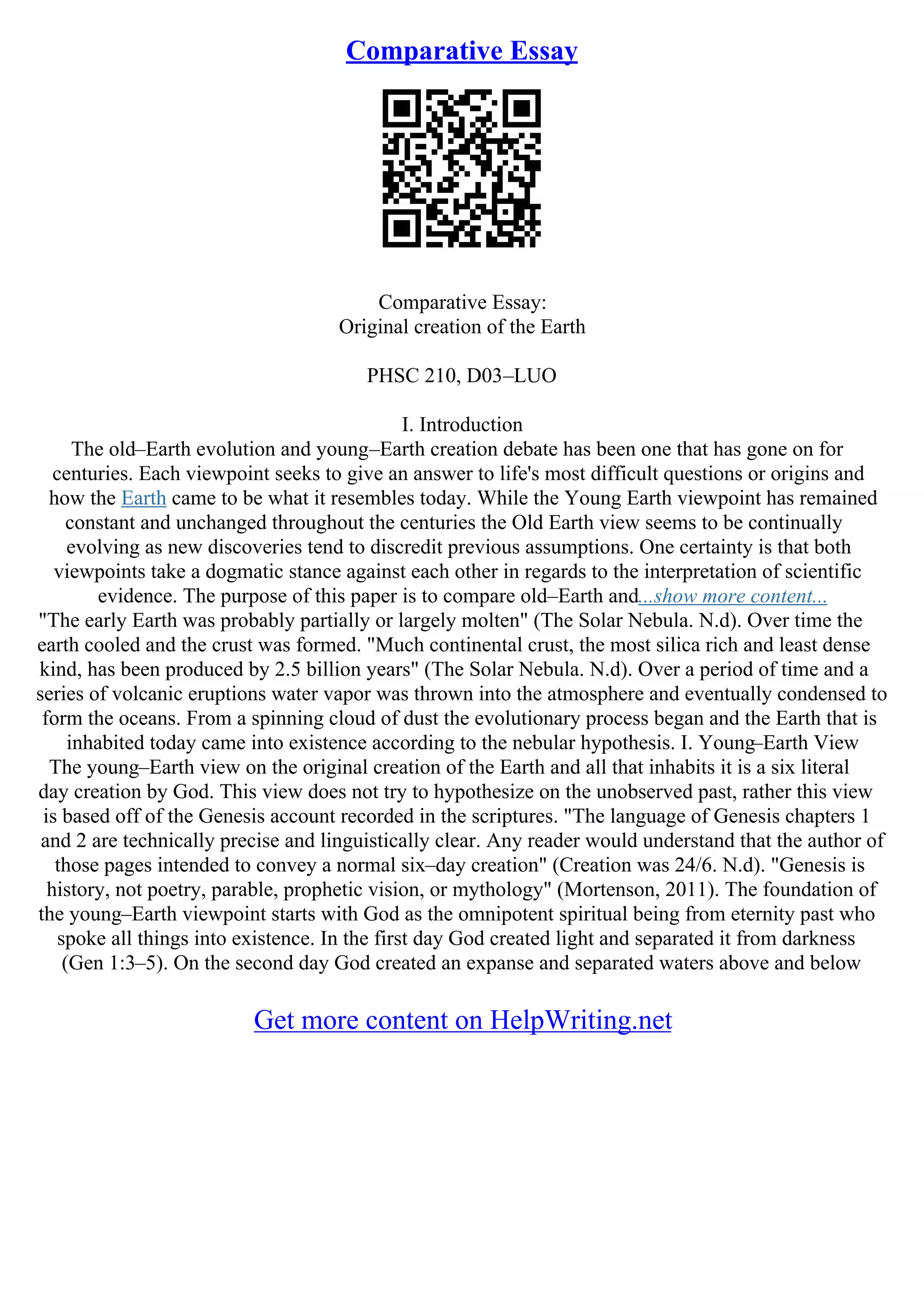 Comparative Essay Ideas | PDF | Christianity | Religion & Spirituality