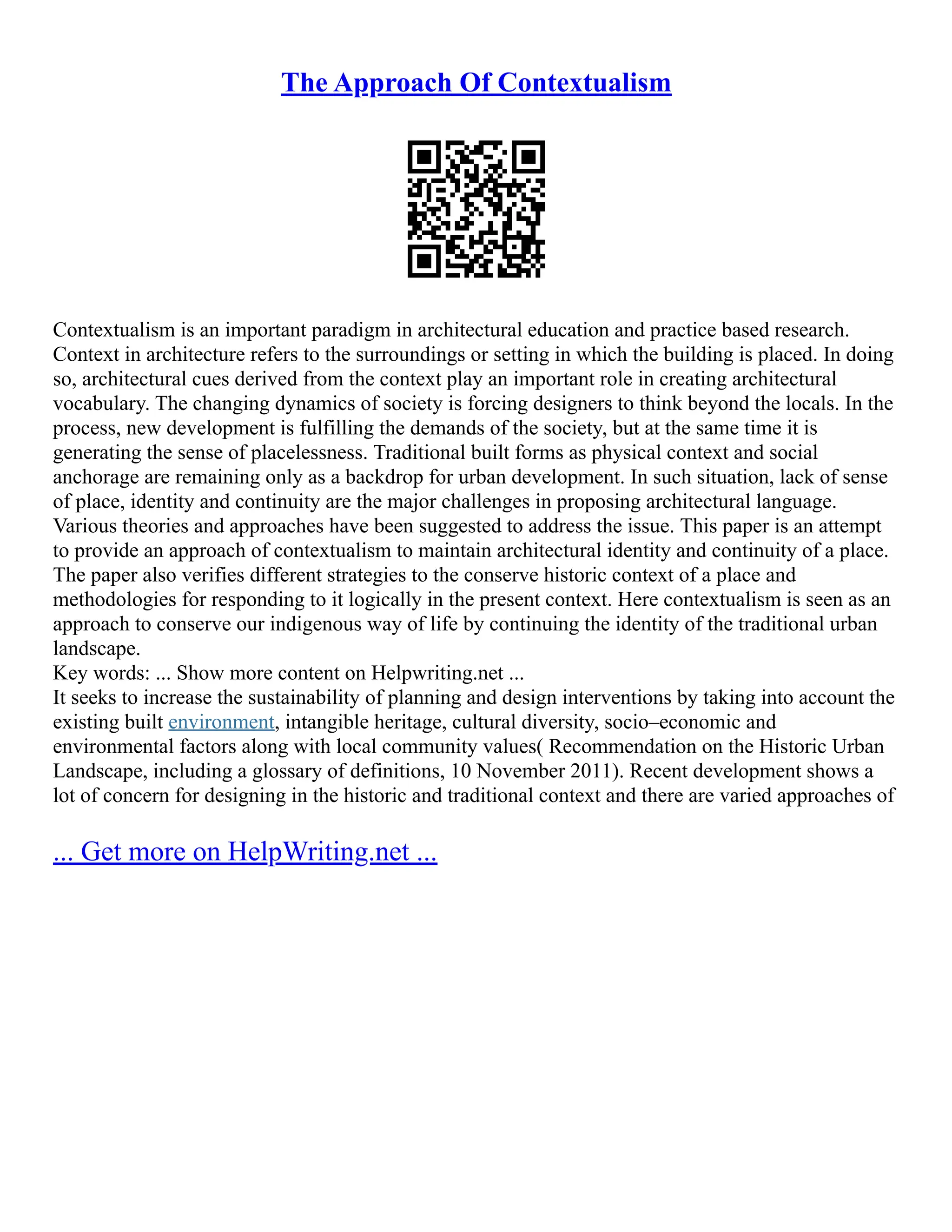 Comparative Essay On Traditional Architecture Vs. Modern... | PDF