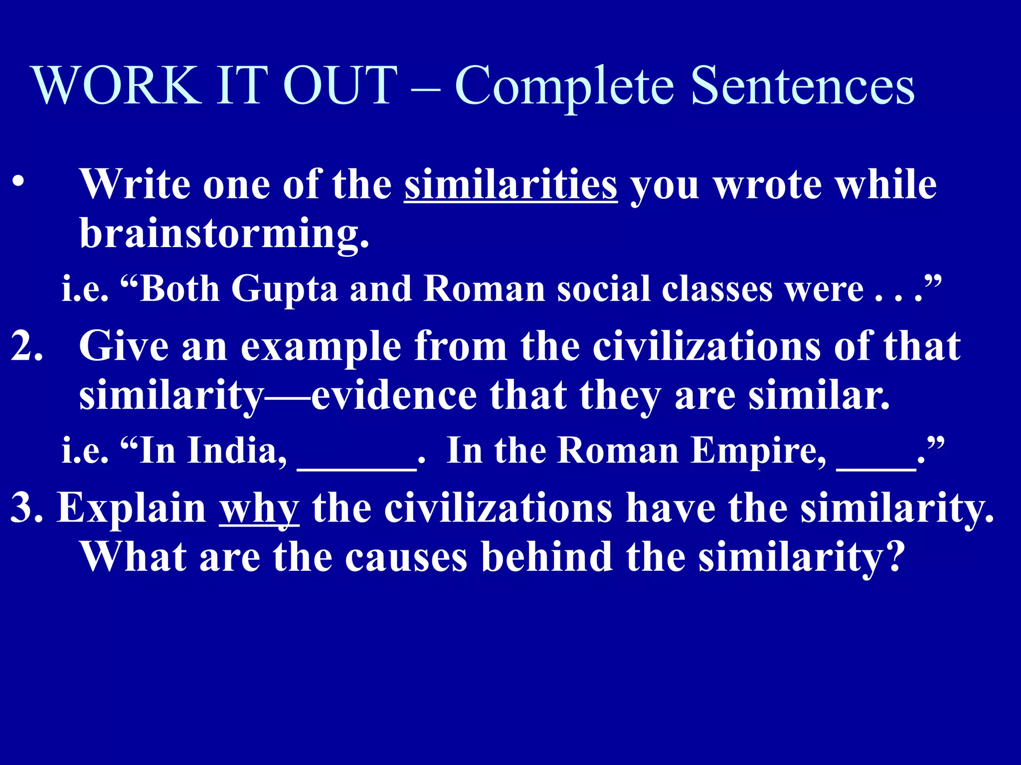 Comparative essay practice classical civs | PPT