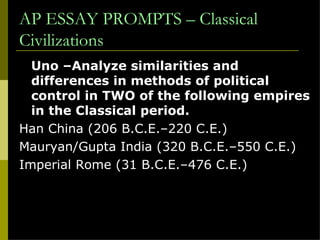 Comparative essay practice classical civs | PPT