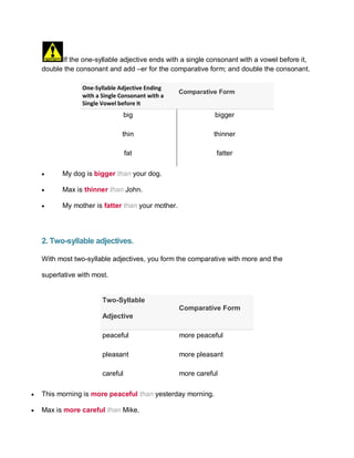 Comparative form of adjectives 8th | PDF