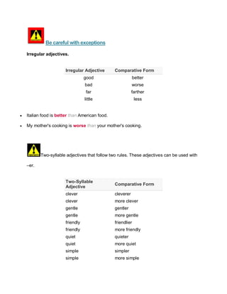 Comparative form of adjectives 8th | PDF