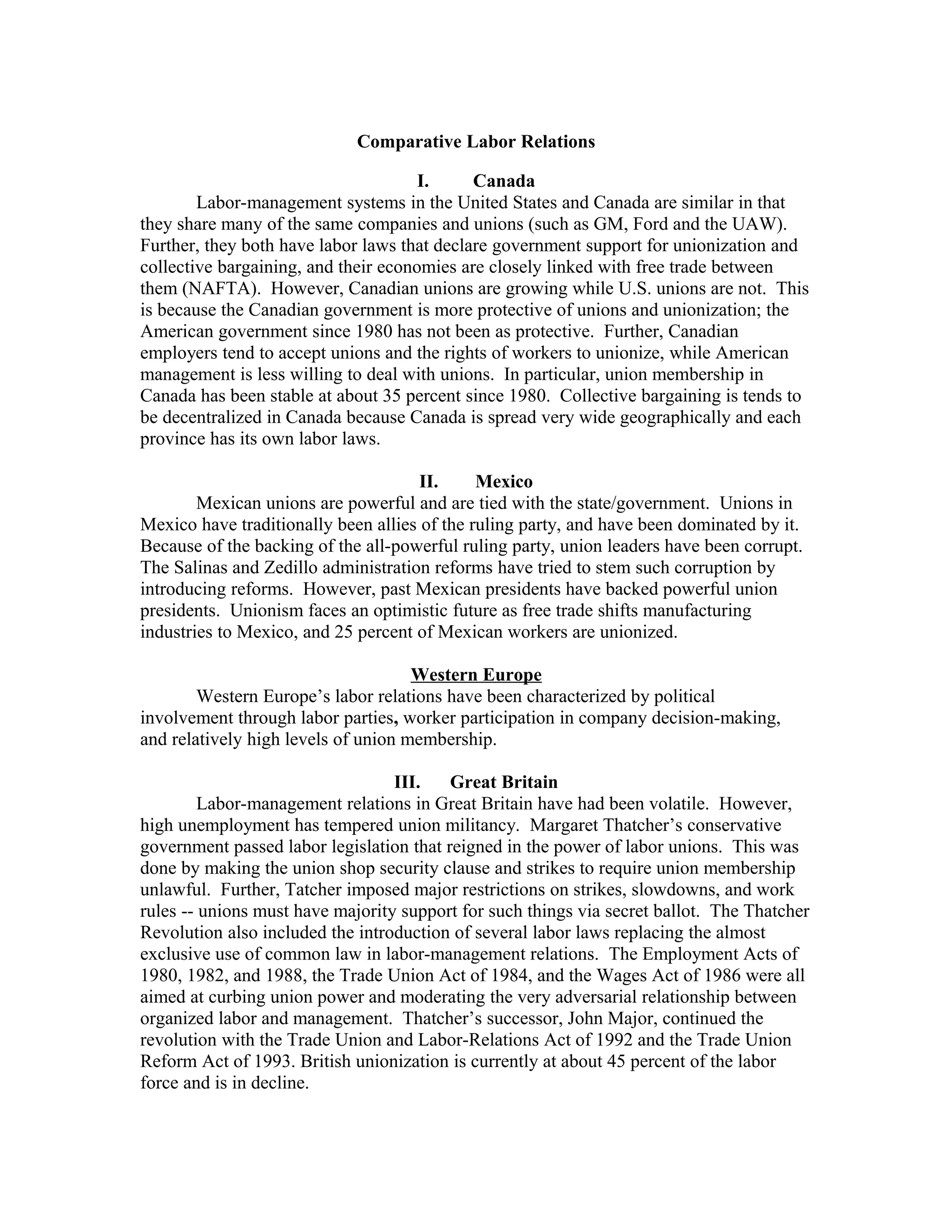 Comparative Labor Relations | DOC