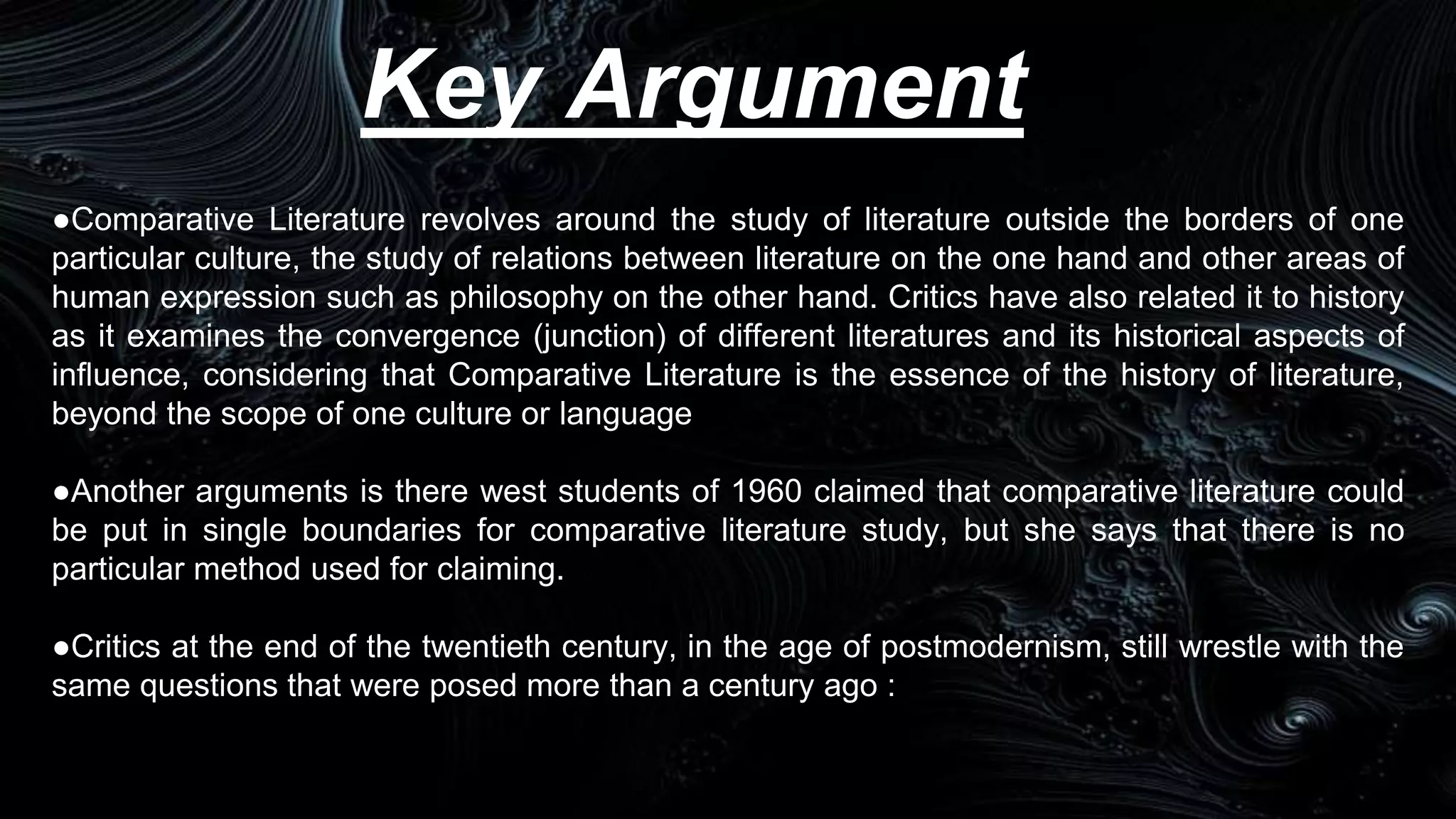Introduction: what is comparative literature Today ? | PPTX