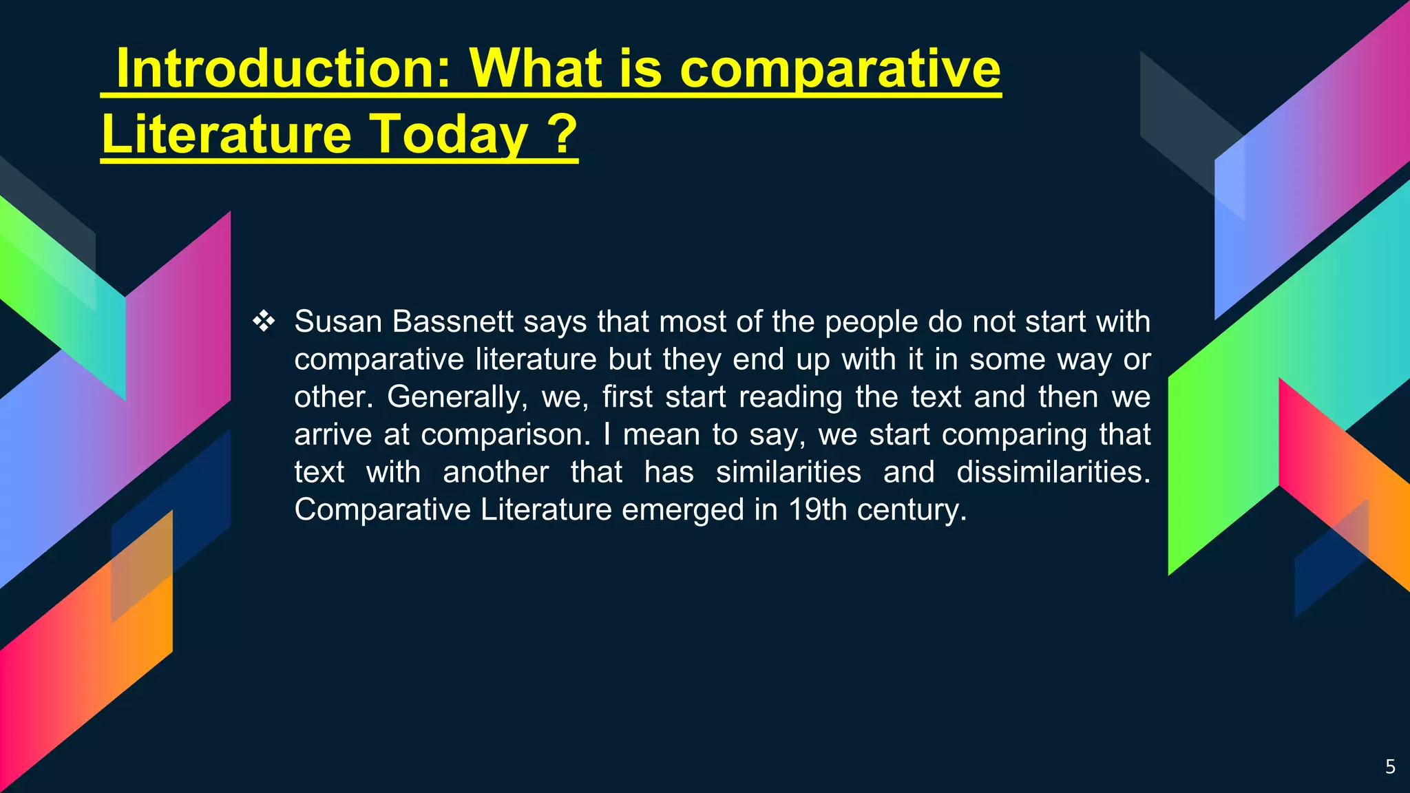 Introduction: what is comparative literature Today ? | PPTX