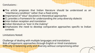 Comparative Literature in India by Amiya Dev | PPTX