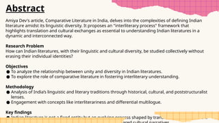 Comparative Literature in India by Amiya Dev | PPTX