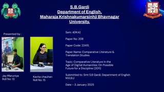 -Comparative Literature in the Age of Digital Humanities- On Possible ...